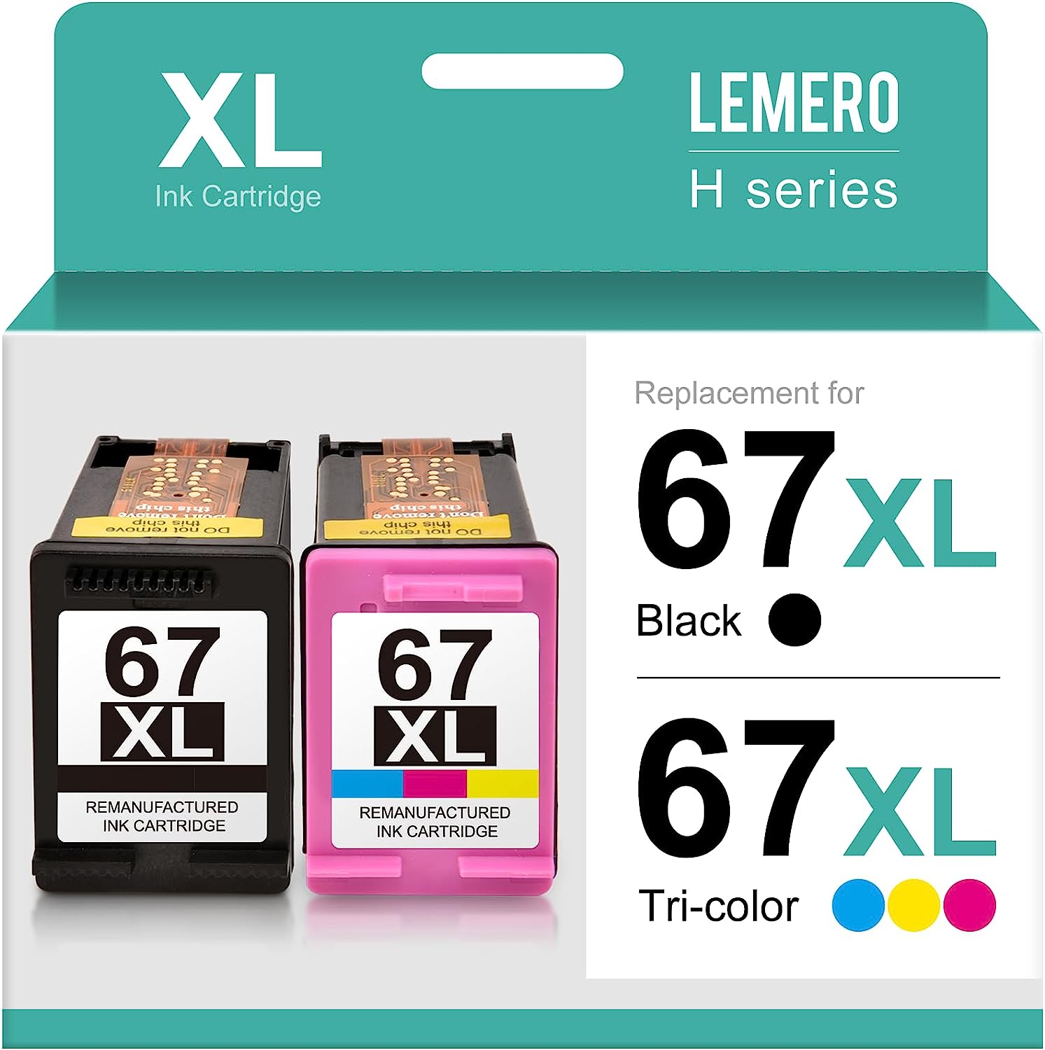 HP 67XL High Yield Remanufactured Ink Cartridge - Black - Tri-Color ...